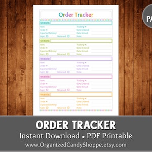 Order Tracker • 1 Page • Instant Download PDF Printable - Etsy