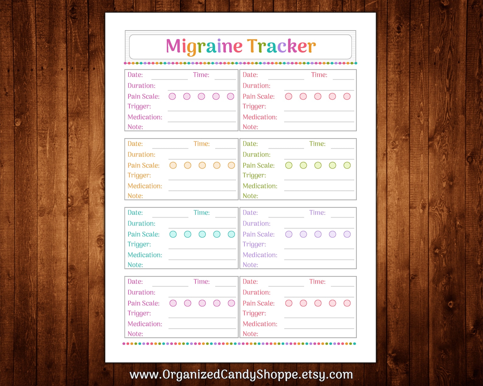 Migraine Tracker Printable