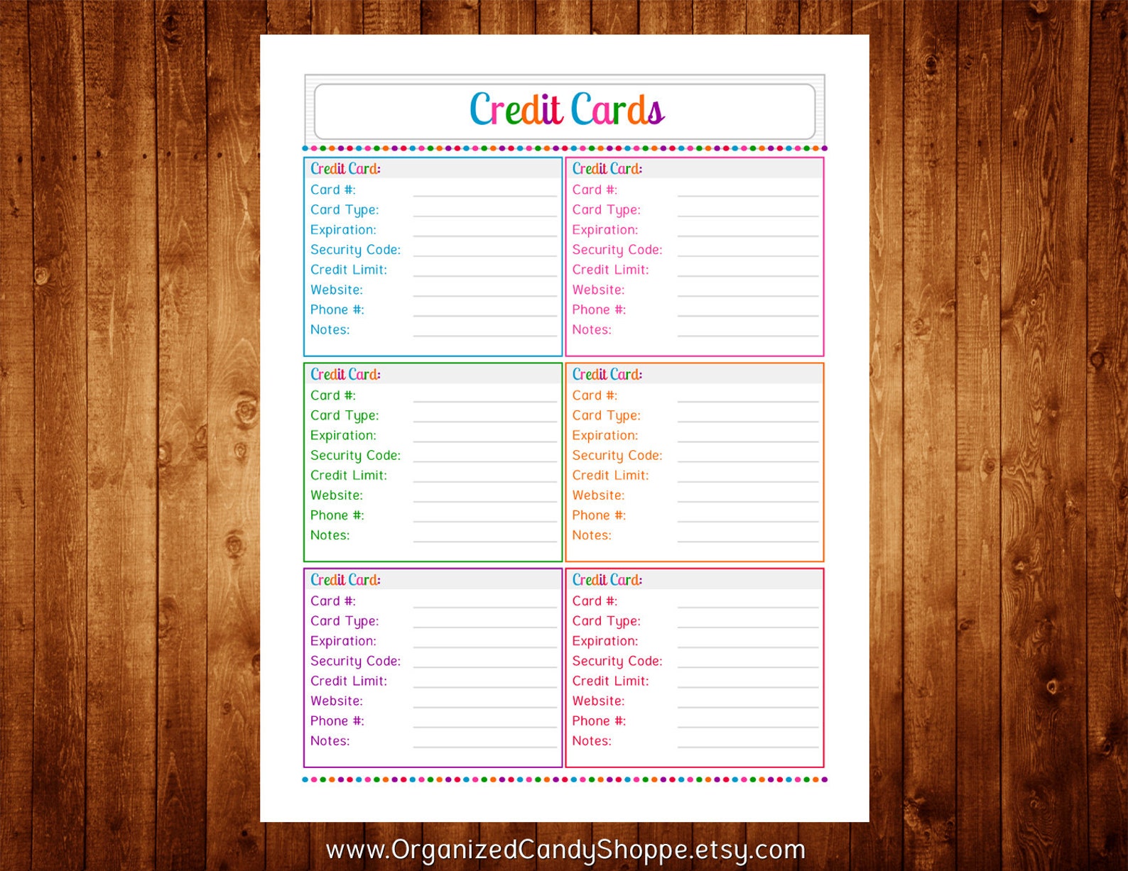 Credit Cards Instant Download PDF Printable | Etsy