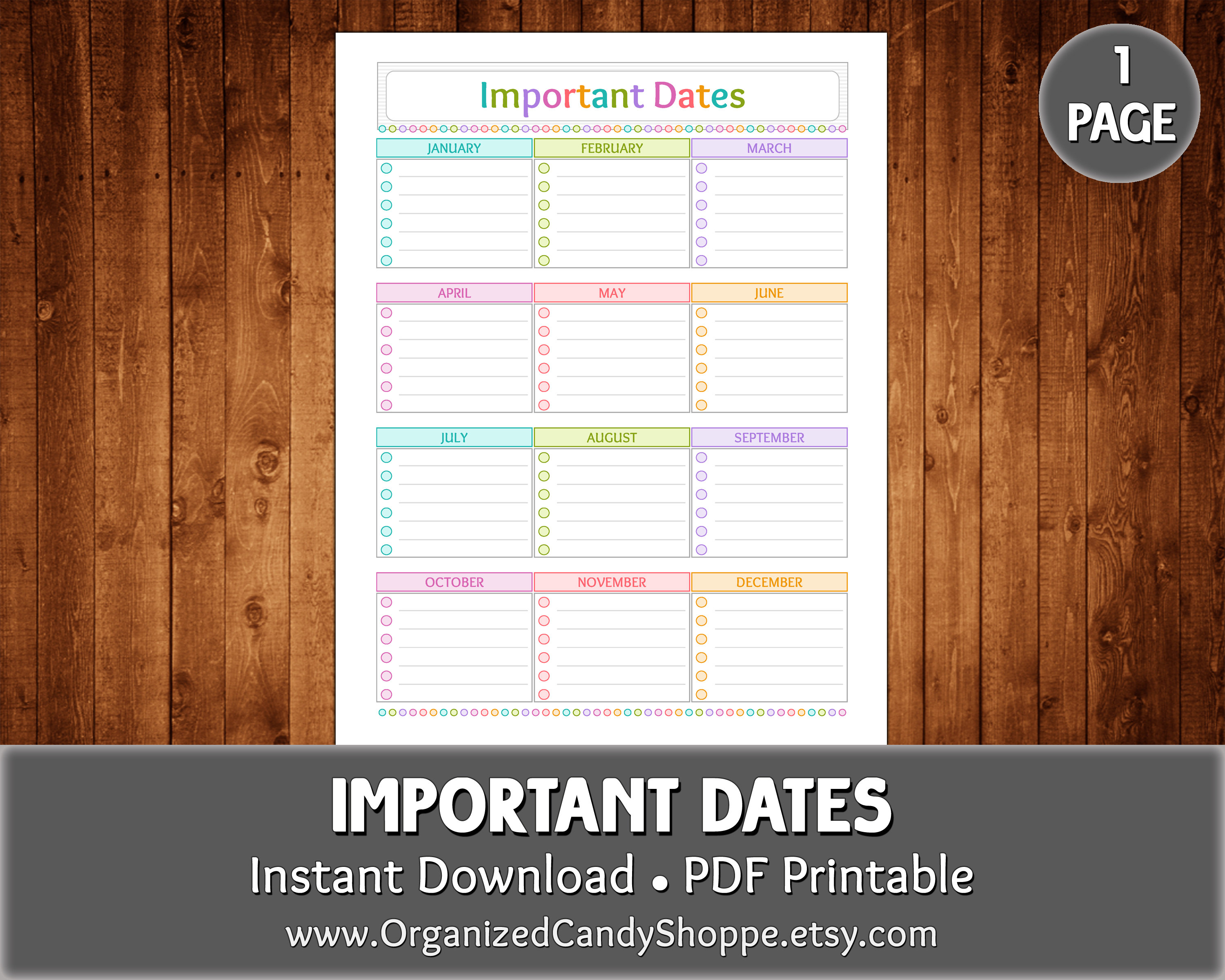 Important Dates To Remember Printable