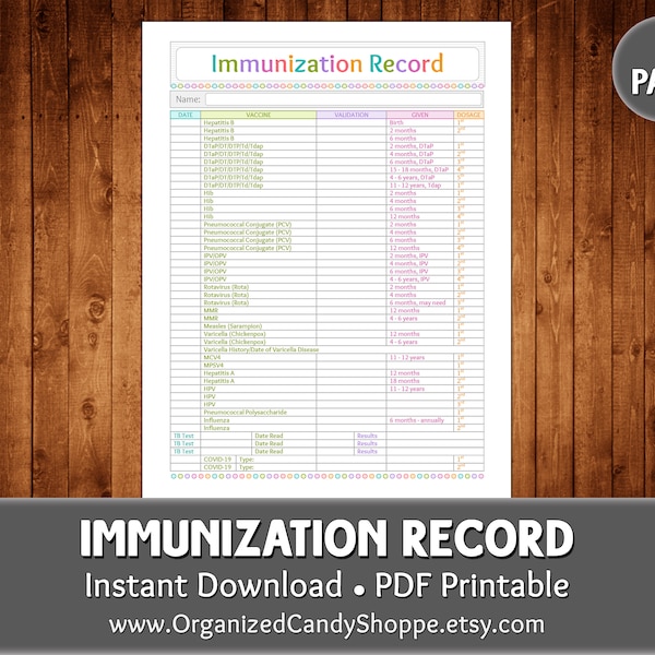 Immunization Record Book - Etsy