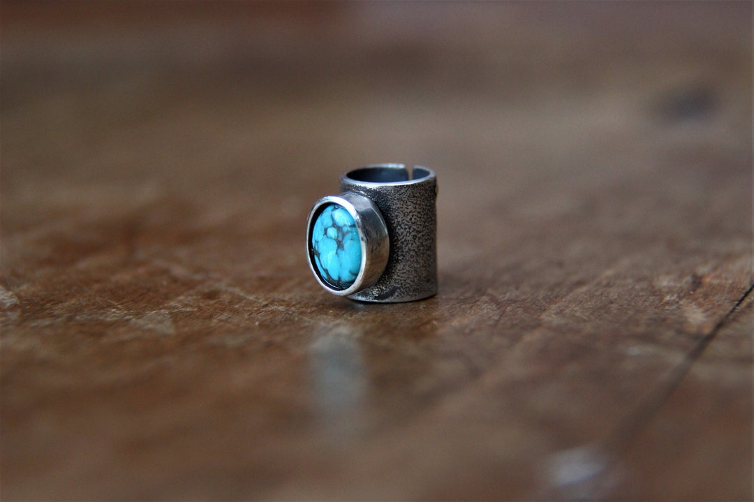 Sterling Eco Silver & Turquoise Textured Dreadlock/braid/beard Cuff ...