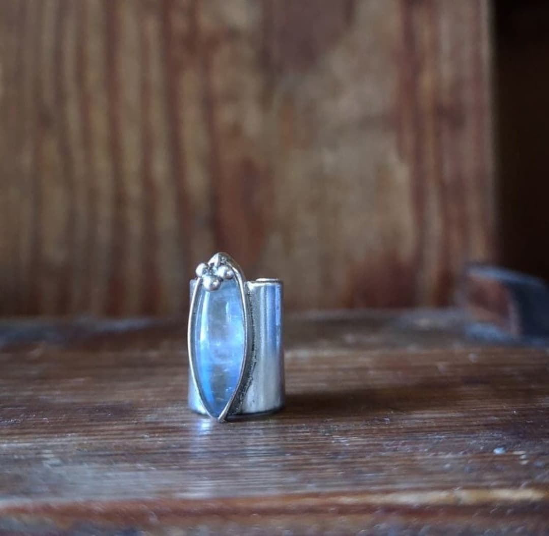 Eco Sterling Silver & Moonstone Dreadlock/braid/hair Adjustable Cuff ...