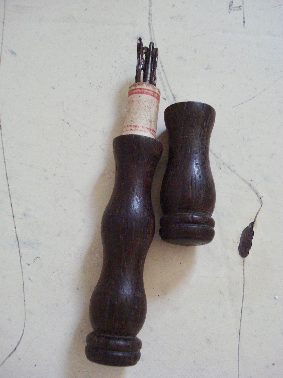 Vintage Turned Wooden Needle Holder Haberdashery Collection Flea Market ...