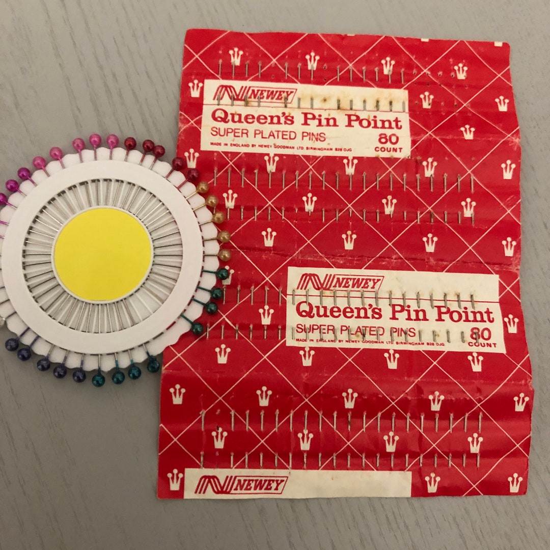 Vintage Sewing Pins Newey Queen's Pin Point on Card FLEA MARKET BUZZ - Etsy