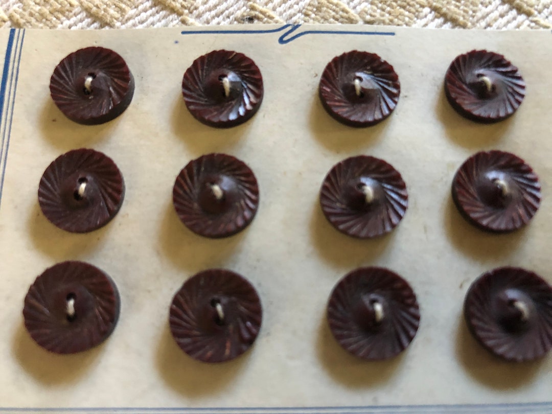 Vintage Brown Buttons # 12 French Corozo Buttons # Embellishment # Flea ...