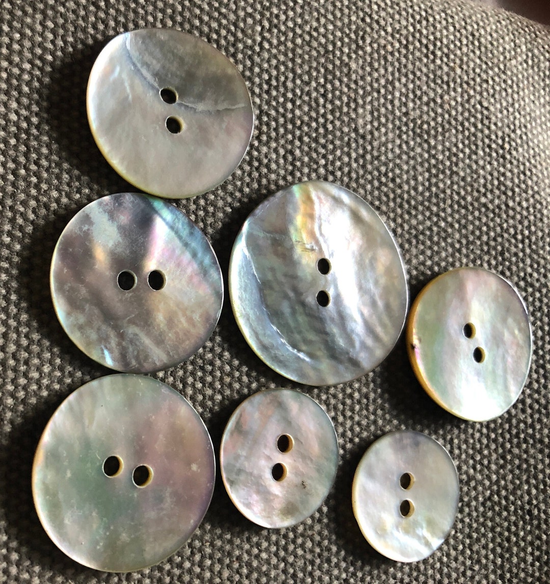 Vintage Shell Buttons 7 Mother of Pearl Flea Market Buzz - Etsy