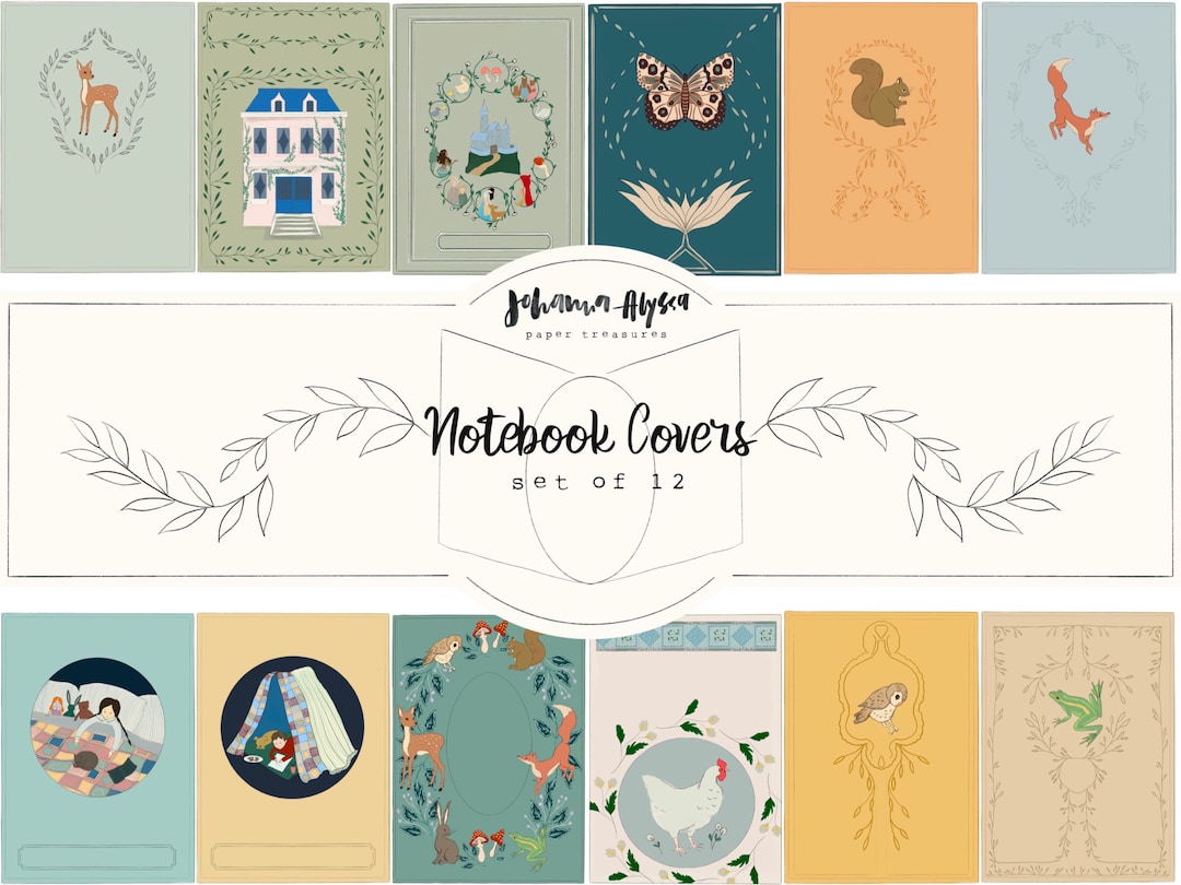 Printable Notebook Covers, Journal Ephemera, Illustrated Book Covers - Etsy