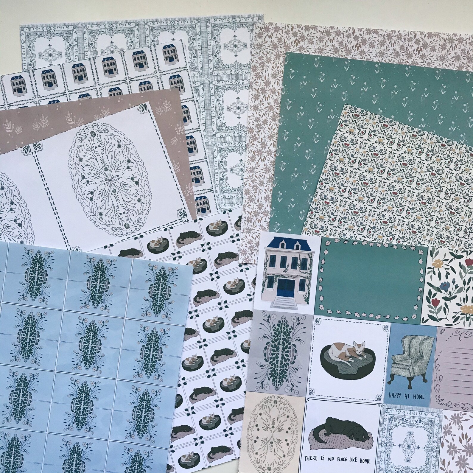 Happy at Home, Digital Paper, Printable Paper Pack, Pack of 10 - Etsy