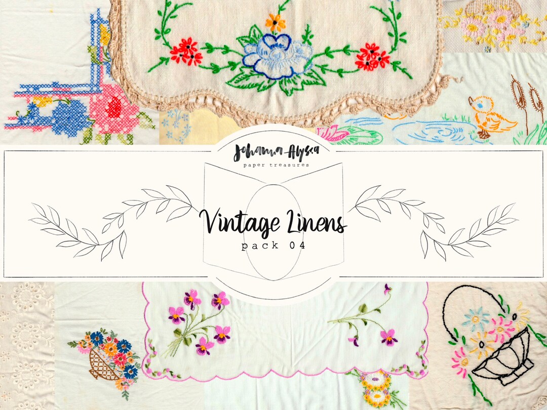DIGITAL Vintage Linens Pack 04, Printable Paper Pack, Scrapbook ...