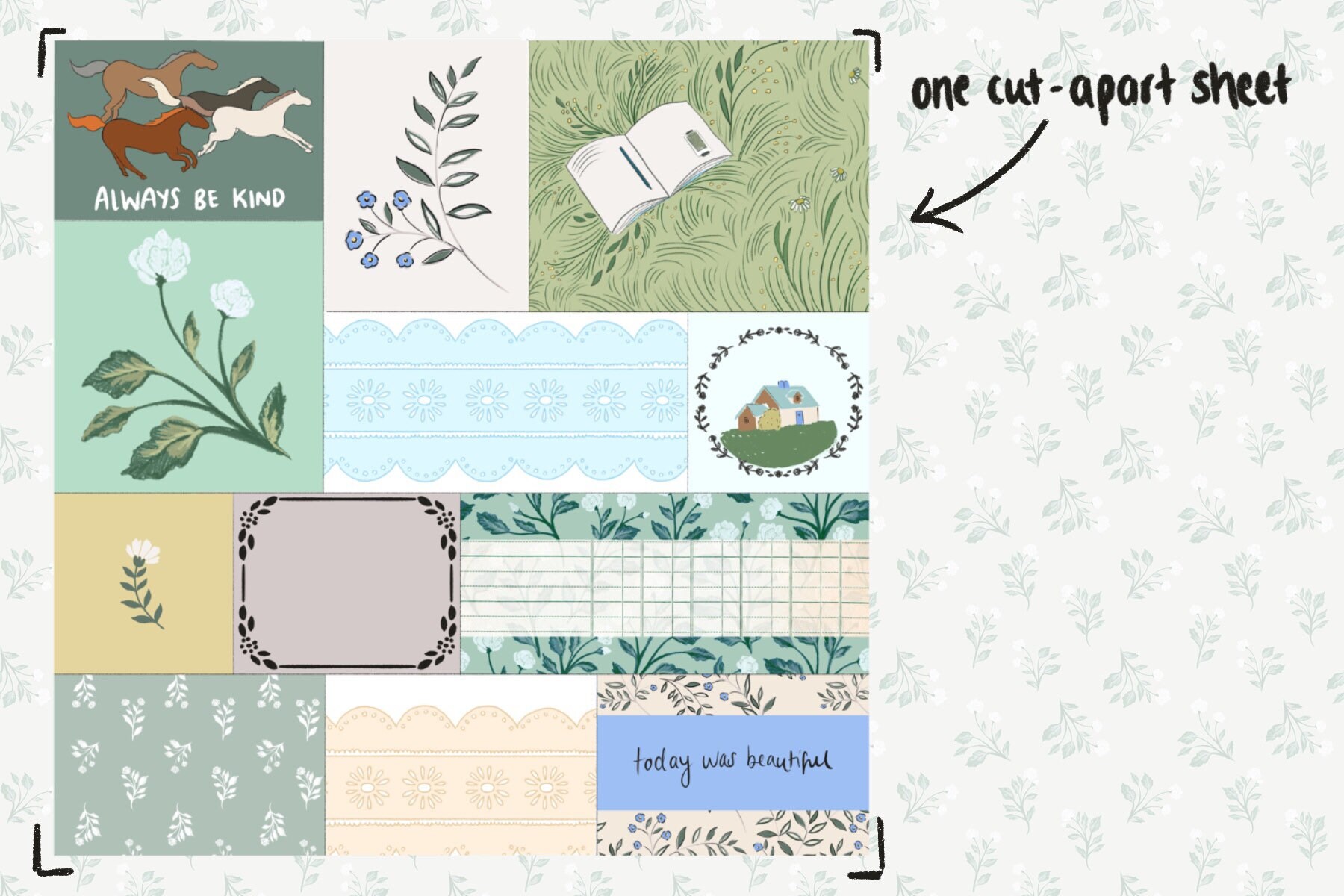 Flower Field Digital Paper Printable Paper Pack Pack of 10 - Etsy