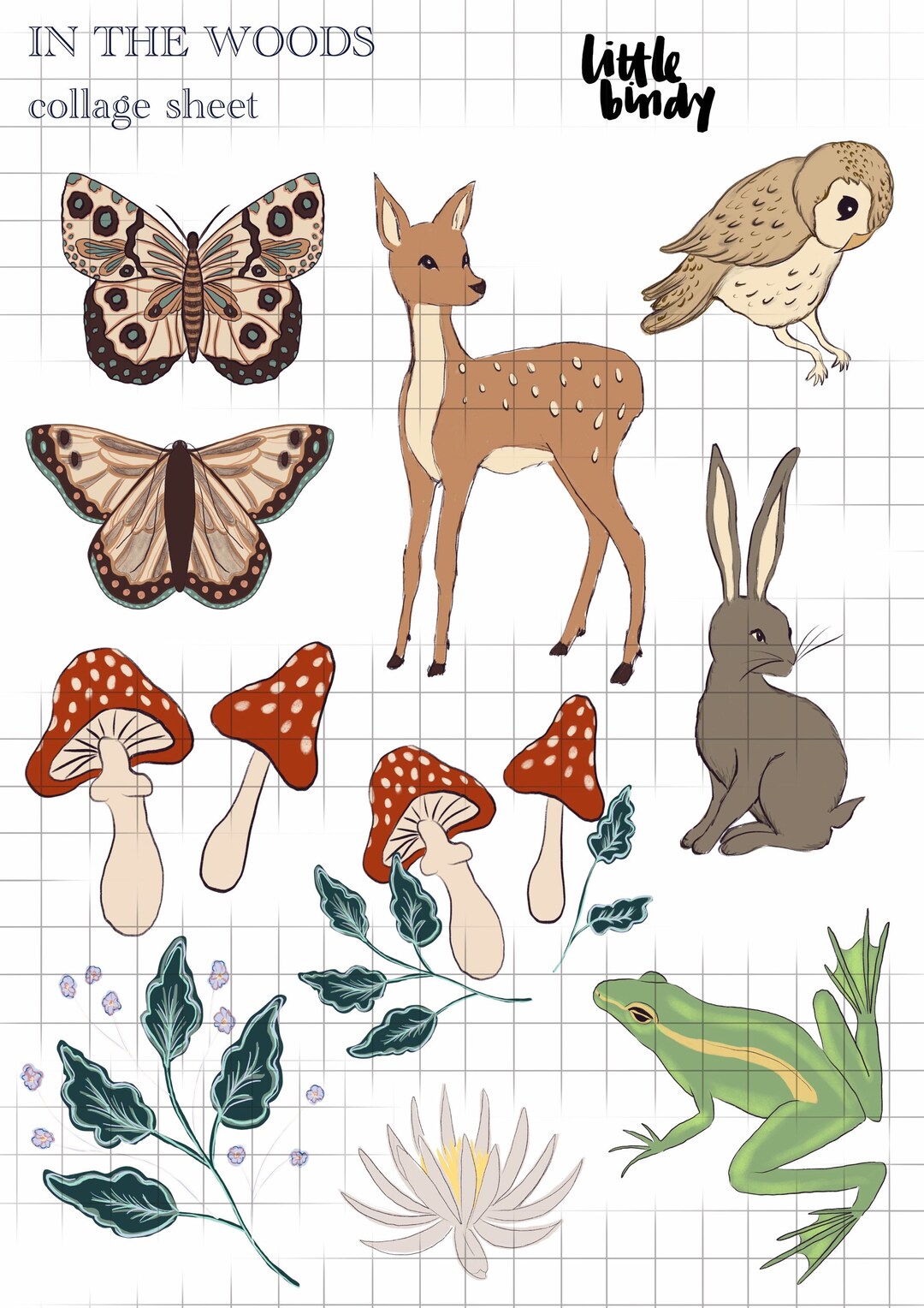 Digital Collage Sheet, in the Woods, Printable Diecuts - Etsy