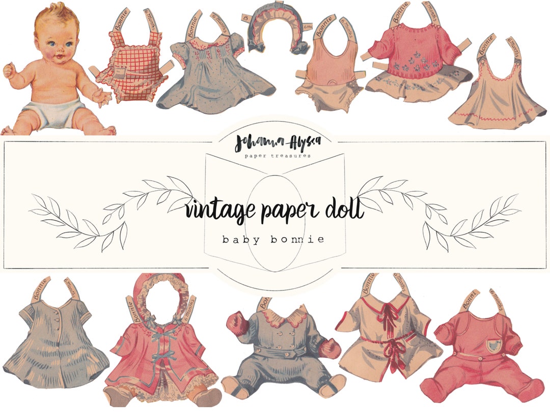 Vintage Baby Paper Doll Printable, Baby Doll With Outfits, Bonnie Doll ...