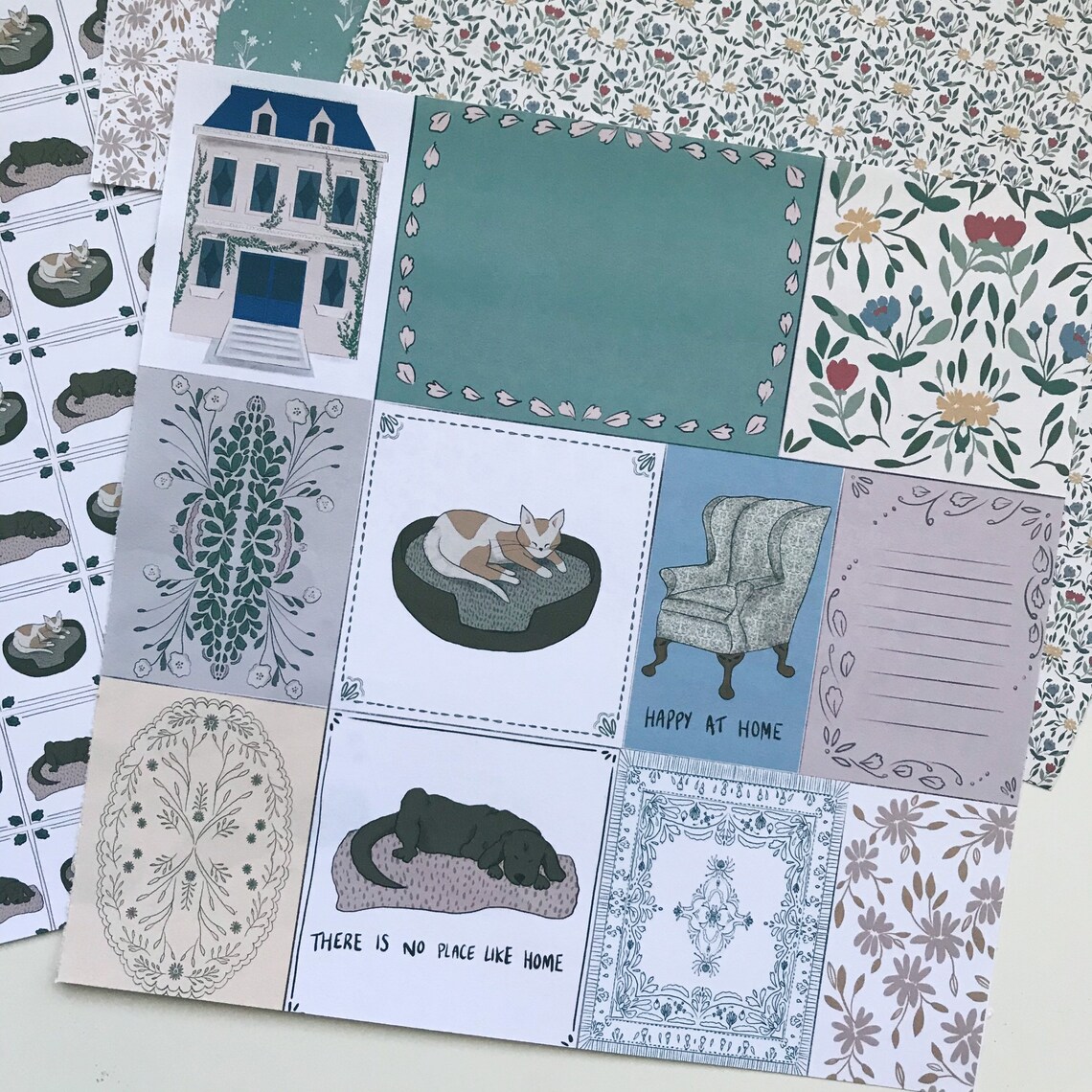 Happy at Home, Digital Paper, Printable Paper Pack, Pack of 10 - Etsy