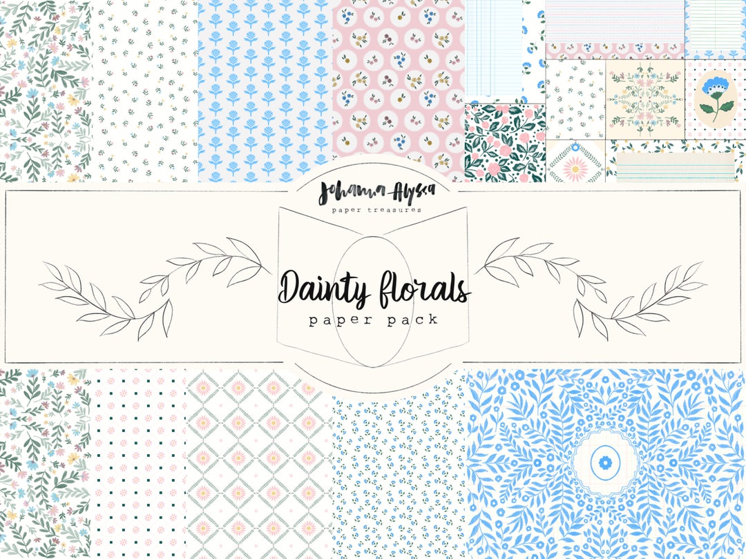 Dainty Florals, Digital Paper, Printable Paper Pack, Pack of 10 - Etsy