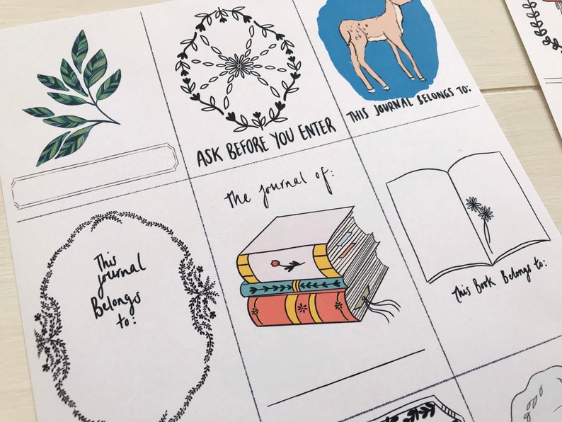 Journal Book Plates Printable Junk Journal Book Plates Etsy