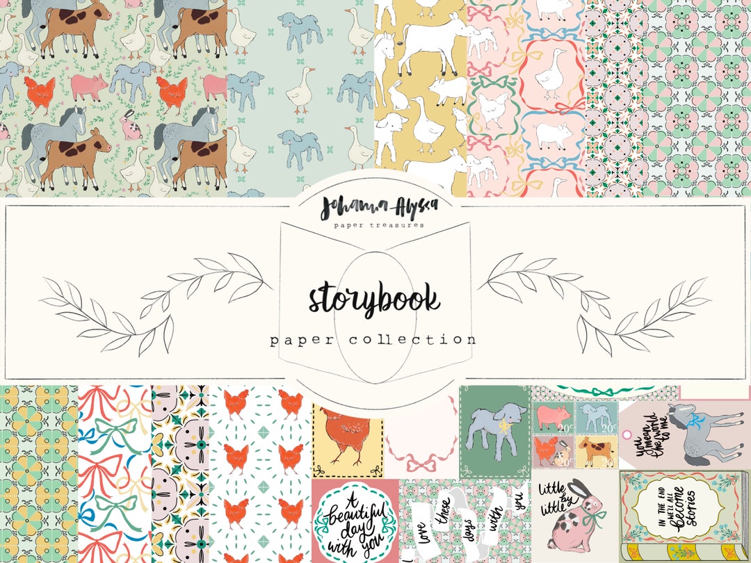 Storybook Paper, Animal Digital Paper, Printable Paper Pack, Farm ...