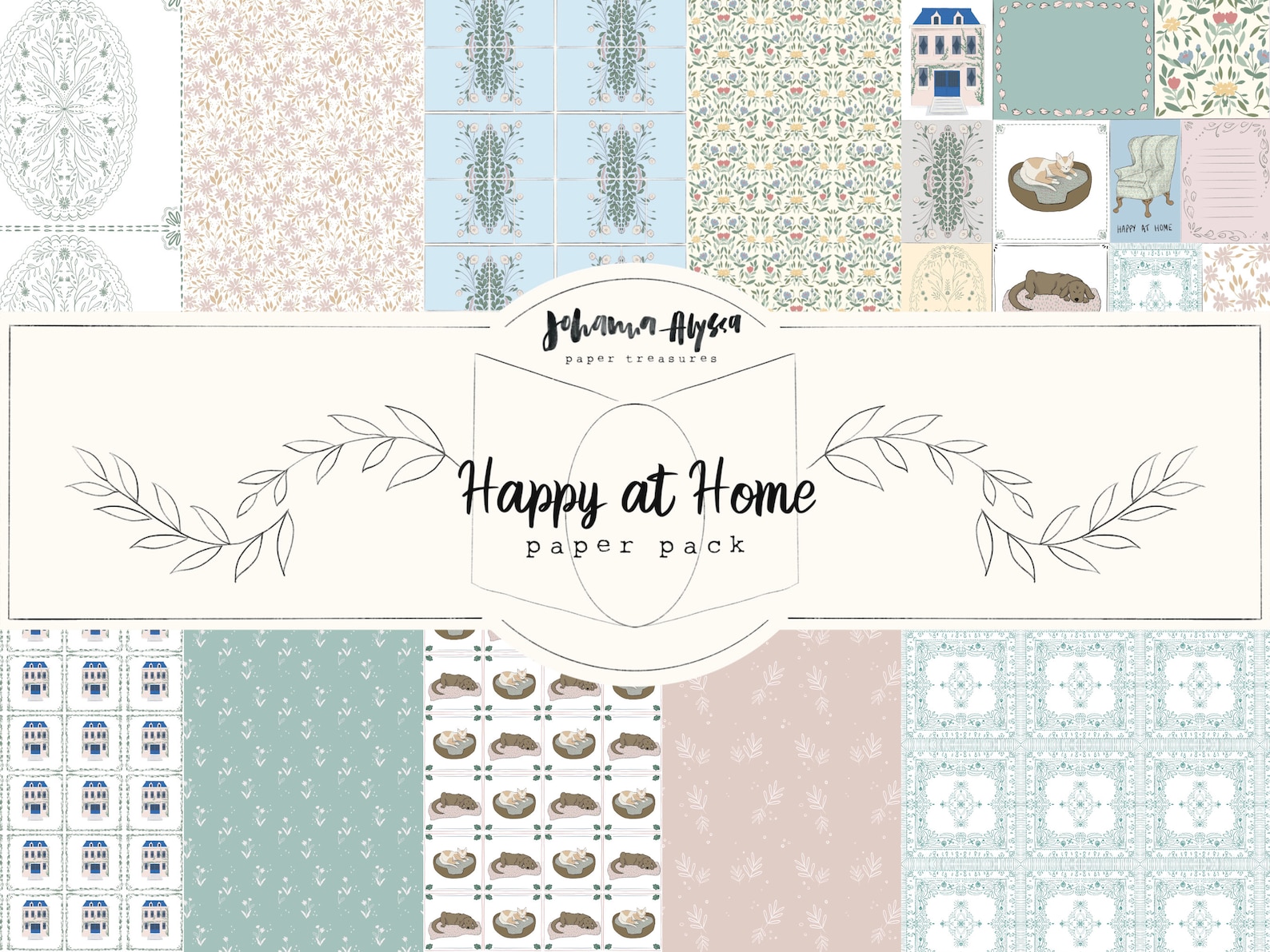 Happy at Home Digital Paper Printable Paper Pack Pack of 10 - Etsy