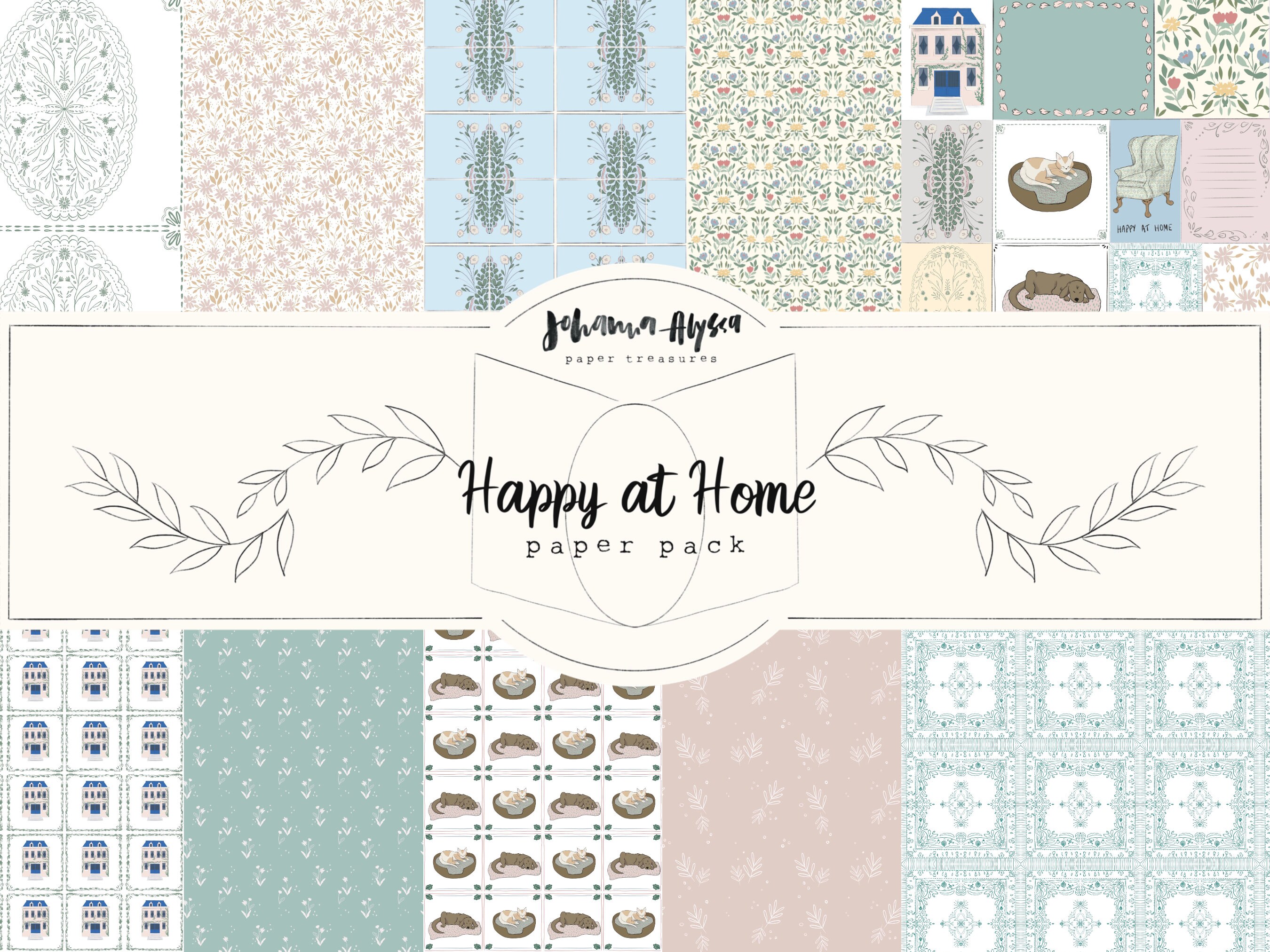 Happy at Home Digital Paper Printable Paper Pack Pack of 10 - Etsy