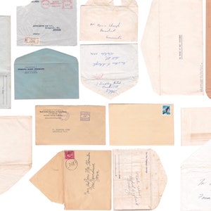 Set of 14 Vintage Envelopes, Junk Journal Ephemera, Vintage Used ...