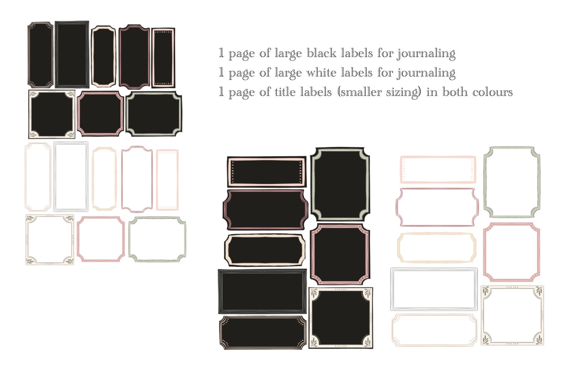 Printable Labels and Pockets Journaling Kit Illustrated - Etsy