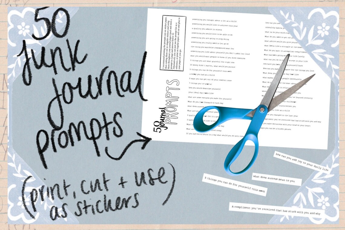 Journal Prompts Printable Prompt Stickers Junk Journal - Etsy
