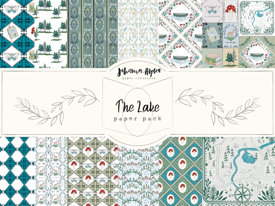 The Lake, Digital Scrapbook Paper, Printable Paper Pack, Pack of 12 - Etsy