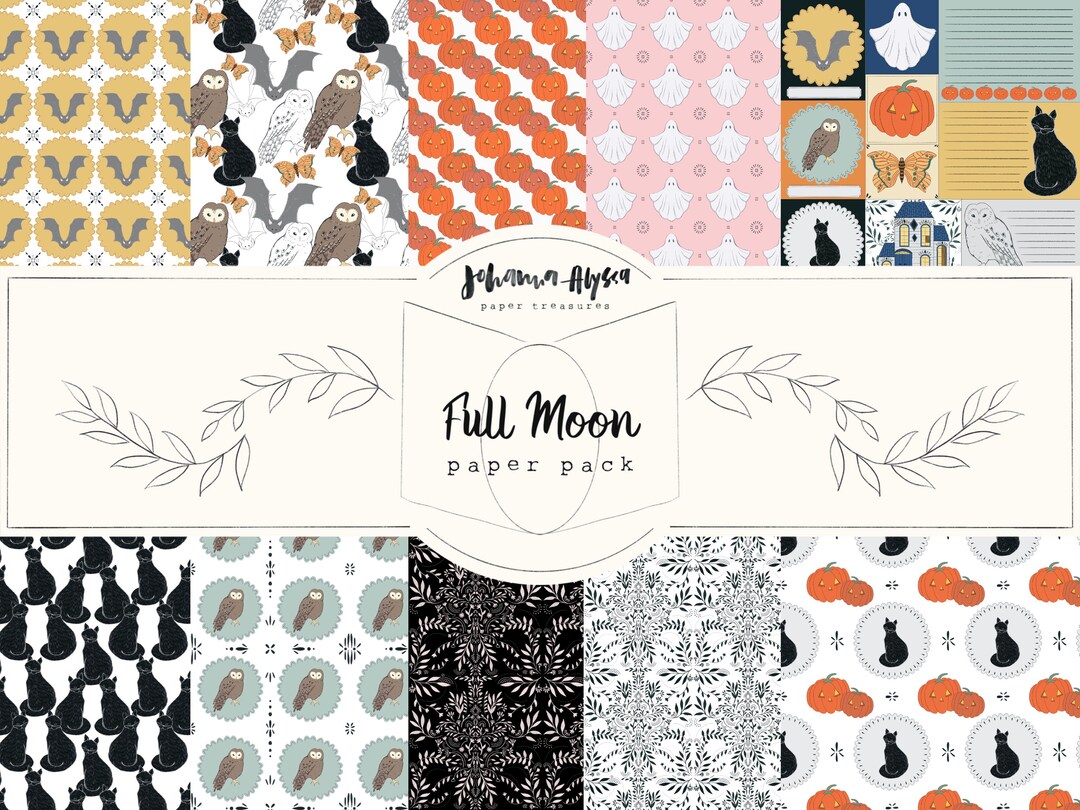 Full Moon, Halloween Digital Paper, Printable Paper Pack, Pack of 12 - Etsy