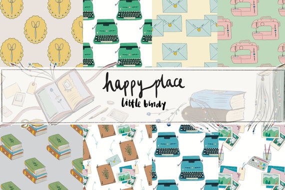 Happy Place digital paper printable paper pack pack of 8 | Etsy