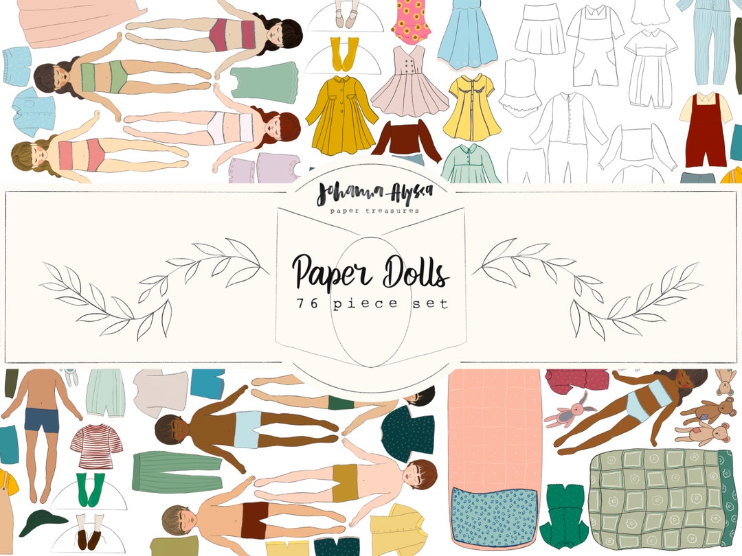 Paper Dolls, 76 Pieces, Complete Set, Illustrated Paper Dolls ...