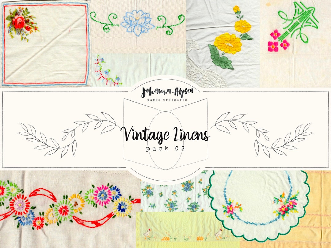 DIGITAL Vintage Linens Pack 03, Printable Paper Pack, Scrapbook ...