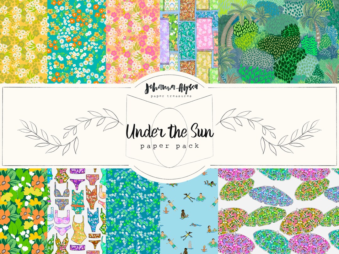 Under the Sun, Digital Paper, Printable Paper Pack, Pack of 10, Retro ...