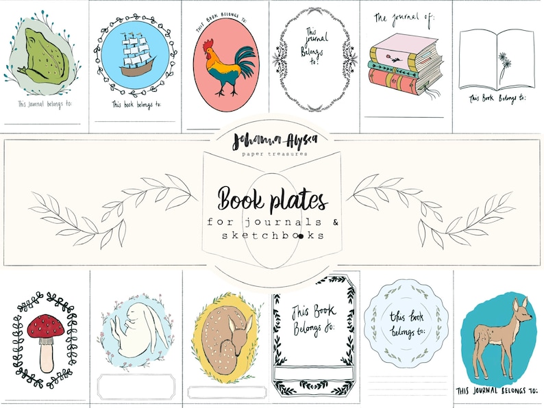 Journal Book Plates Printable Junk Journal Book Plates - Etsy