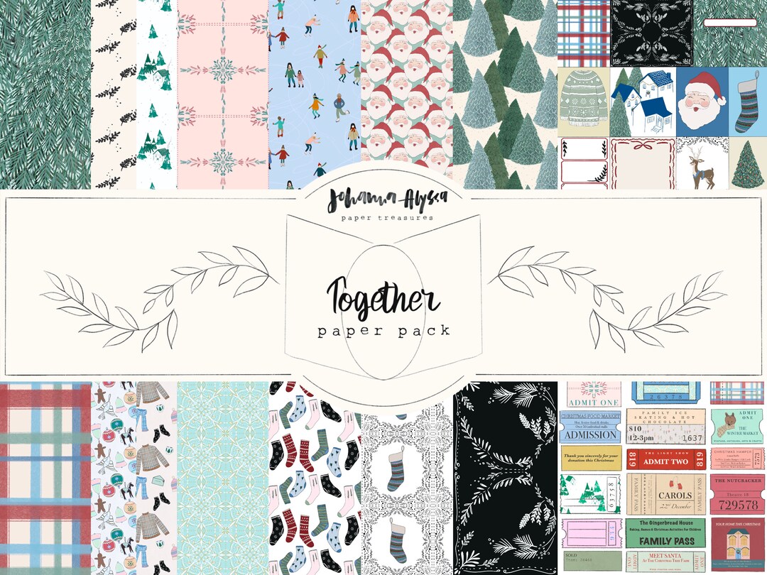 Together, Christmas Paper, Digital Paper, Printable Paper Pack, Pack of ...