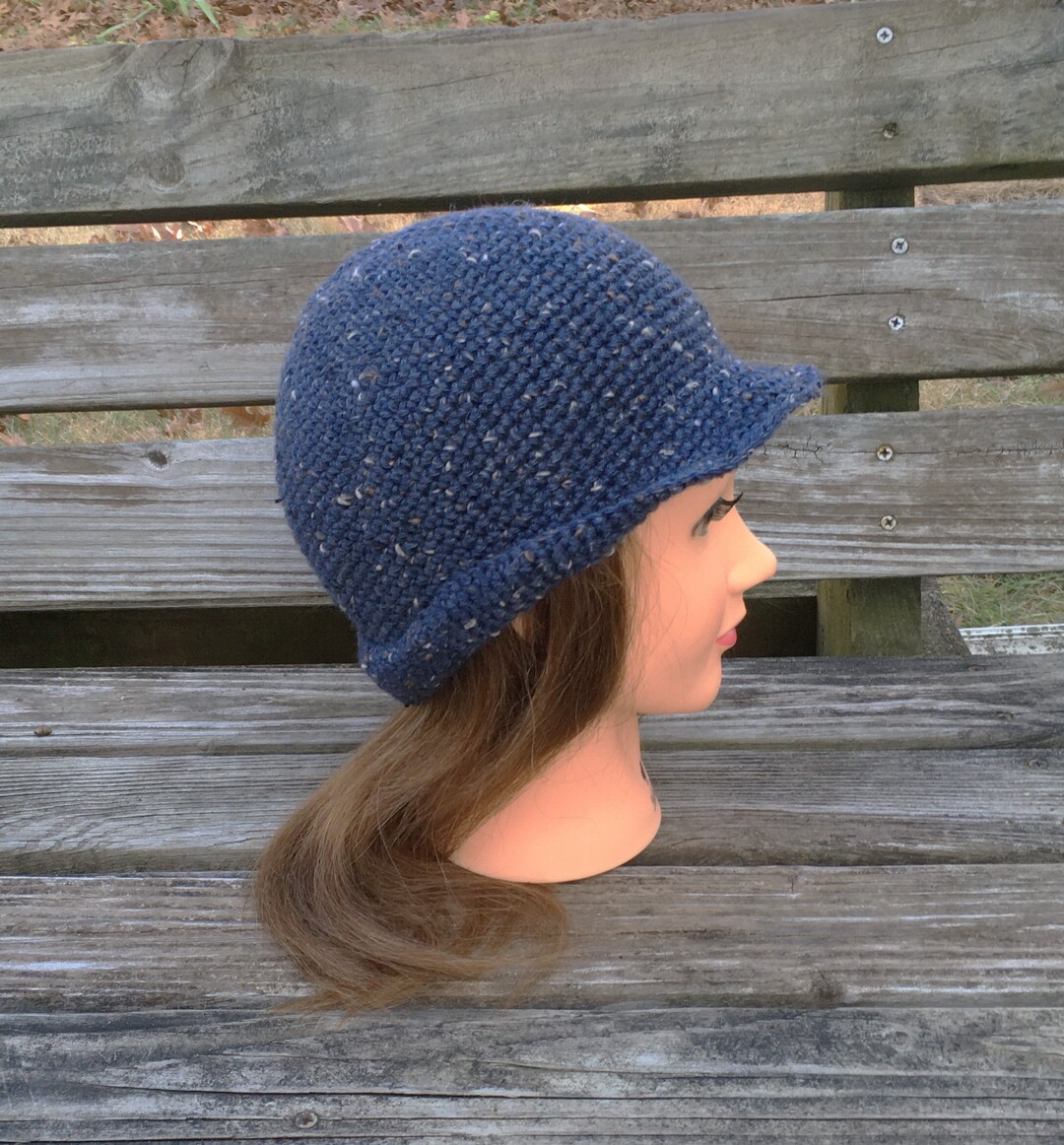 Lightweight, Handmade. Wool. Tweed. Packable Narrow Brimmed Cloche Hat ...