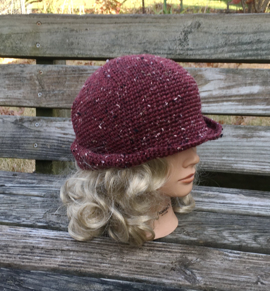 Lightweight, Handmade. Wool. Tweed. Packable Narrow Brimmed Cloche Hat ...