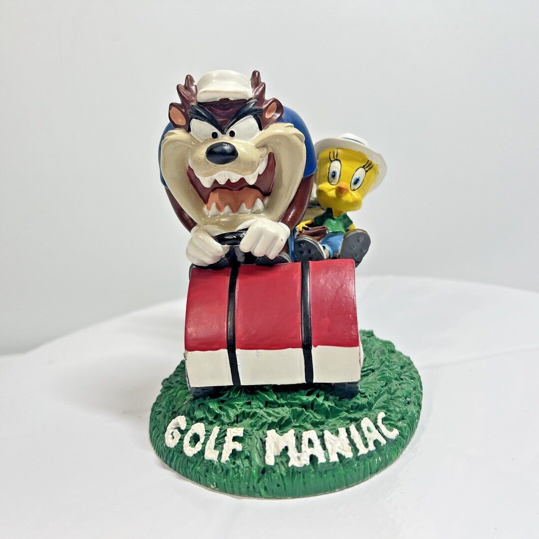 Vintage 1998 WB Looney Tunes Taz Tweety Golf Maniac Golfing Figurine ...