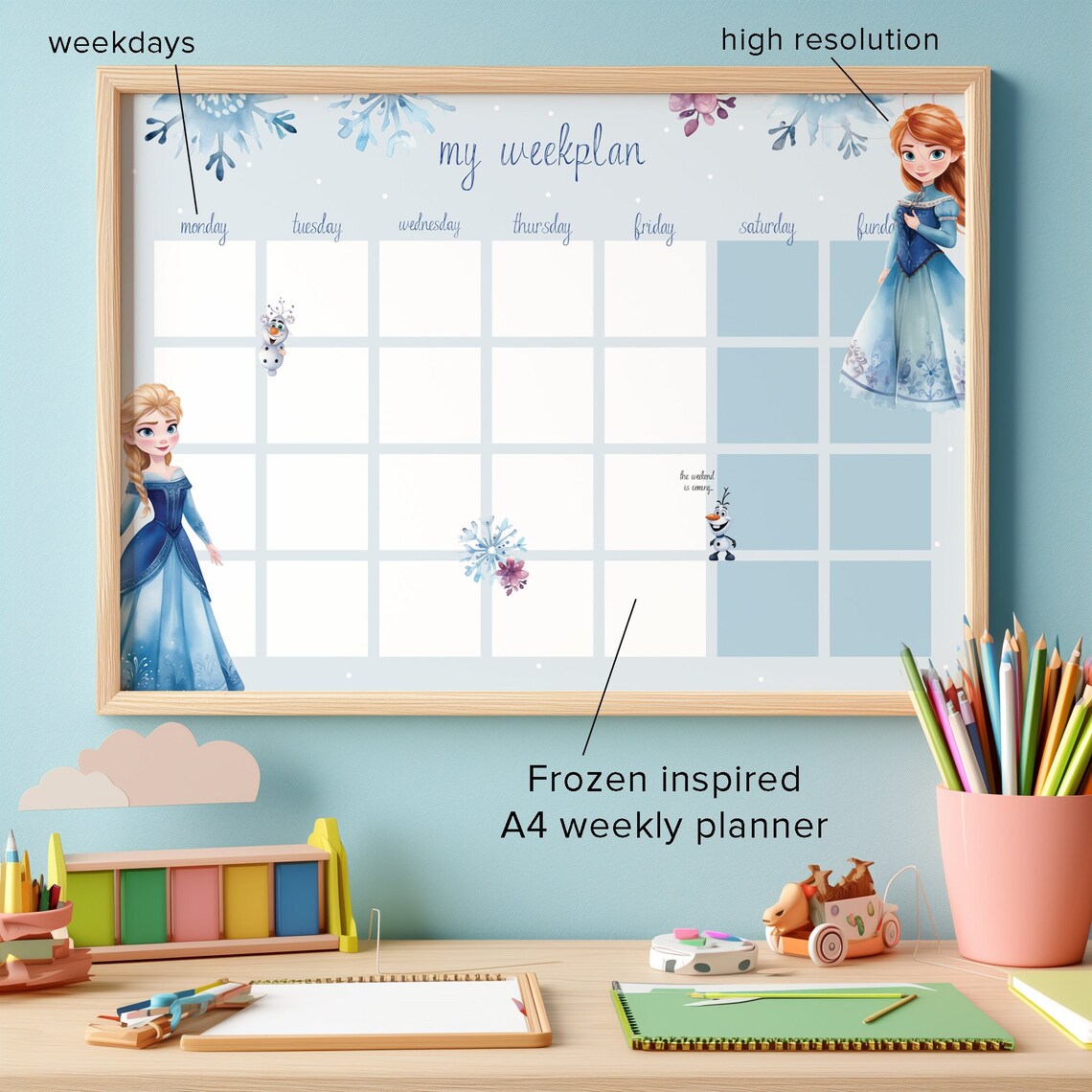 Frozen Ice Princess Themed Printable Weekly Plan for Children/ Digital ...