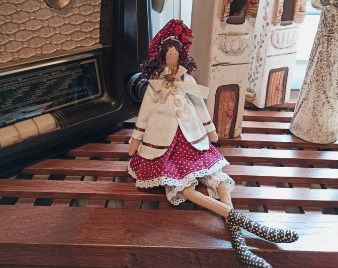 Tilda Red Hat Handmade Signature Fabric Doll - Etsy