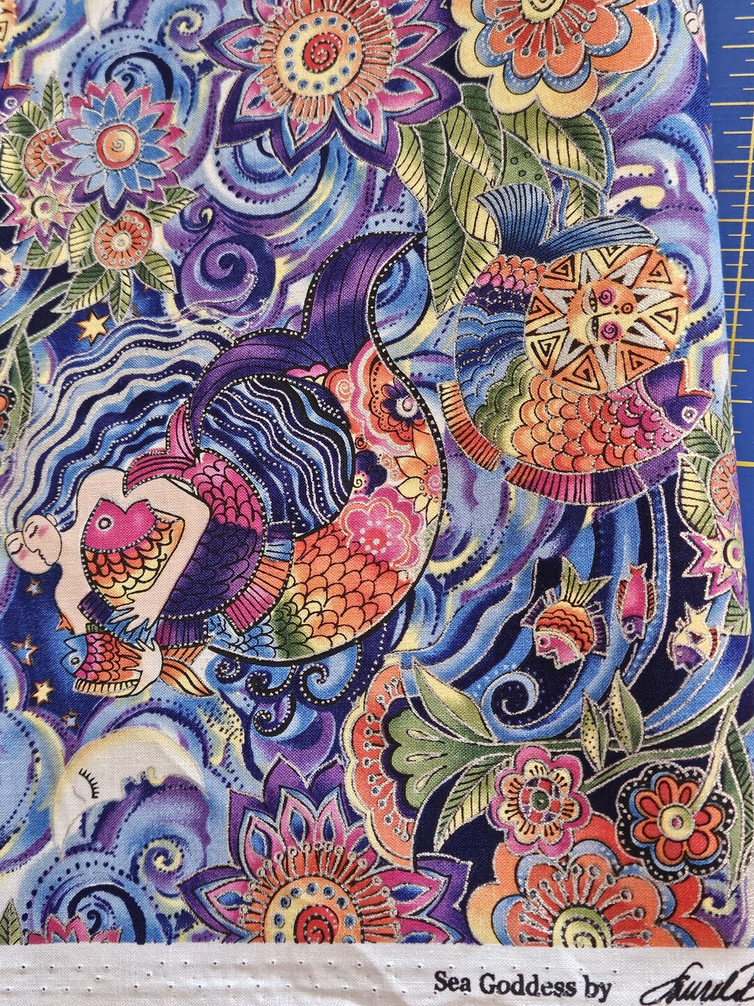 Laurel Burch Sea Goddess Mermaid New Cotton Fabric by Clothworks. by ...