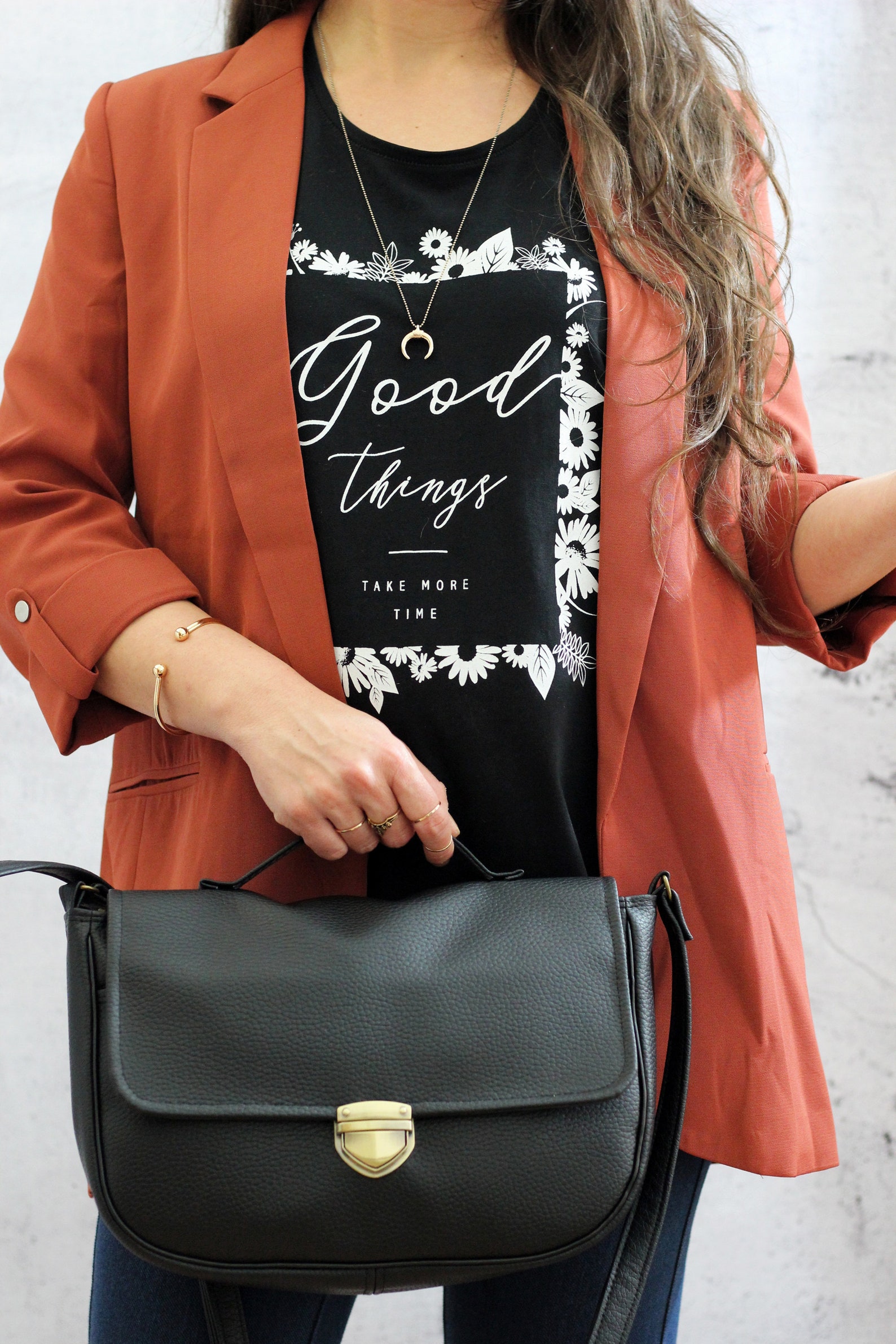 Black Satchel Bag With Bronze Snap Button. Crossbody Vegan | Etsy