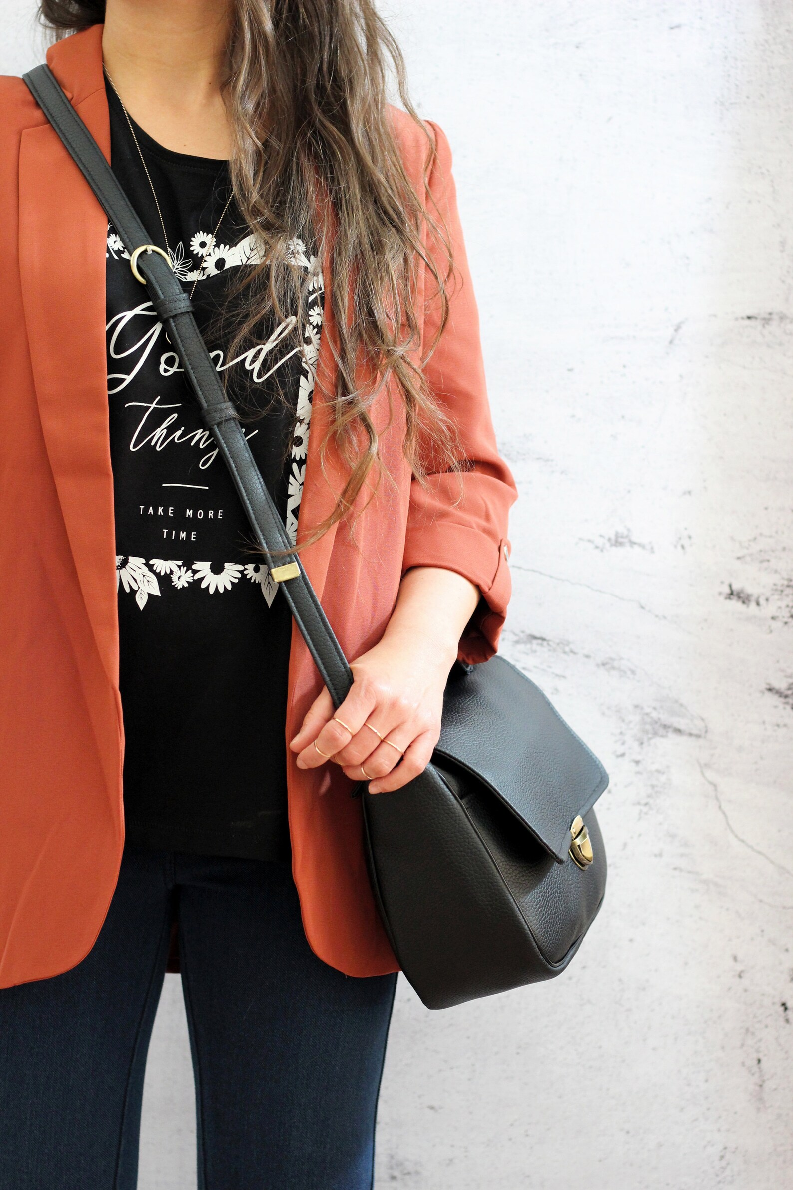 Black Satchel Bag With Bronze Snap Button. Crossbody Vegan | Etsy