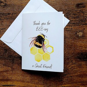 Thank You for Beeing a Great Friend, Thank You Note Card, Cute Bumble ...