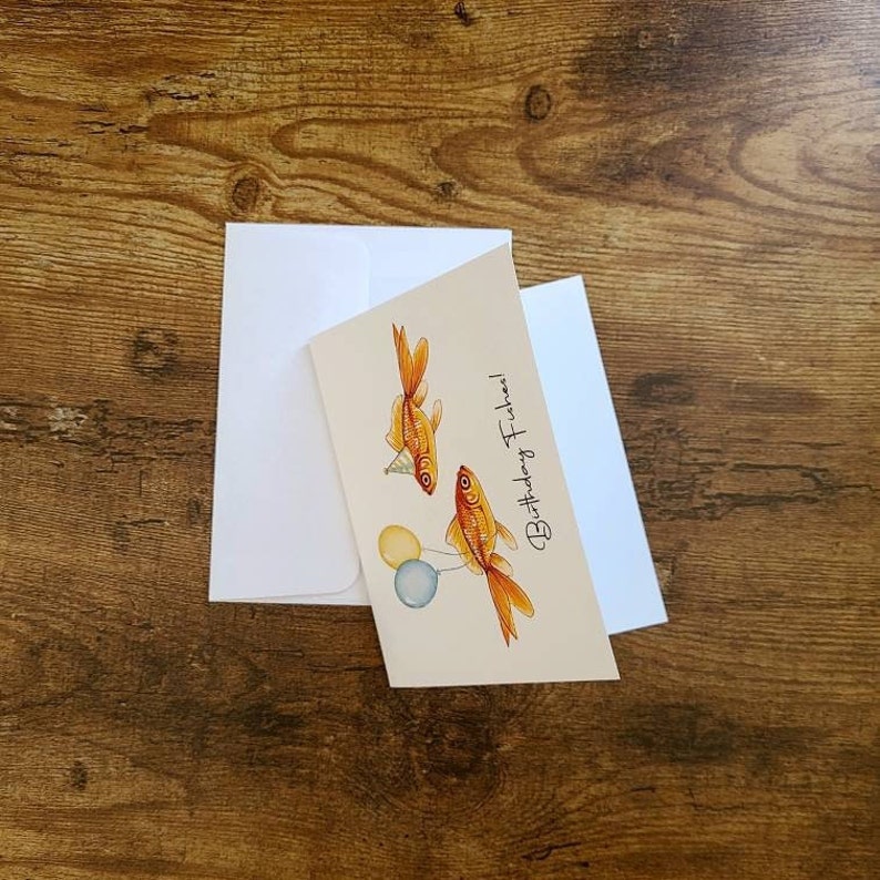 Goldfish Birthday Card, Birthday Fishes, Cute Animal Pun Art Card for ...