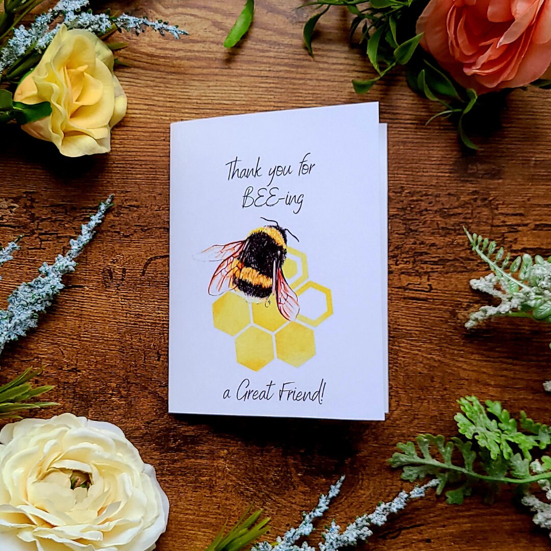 Thank You for Beeing a Great Friend, Thank You Note Card, Cute Bumble ...