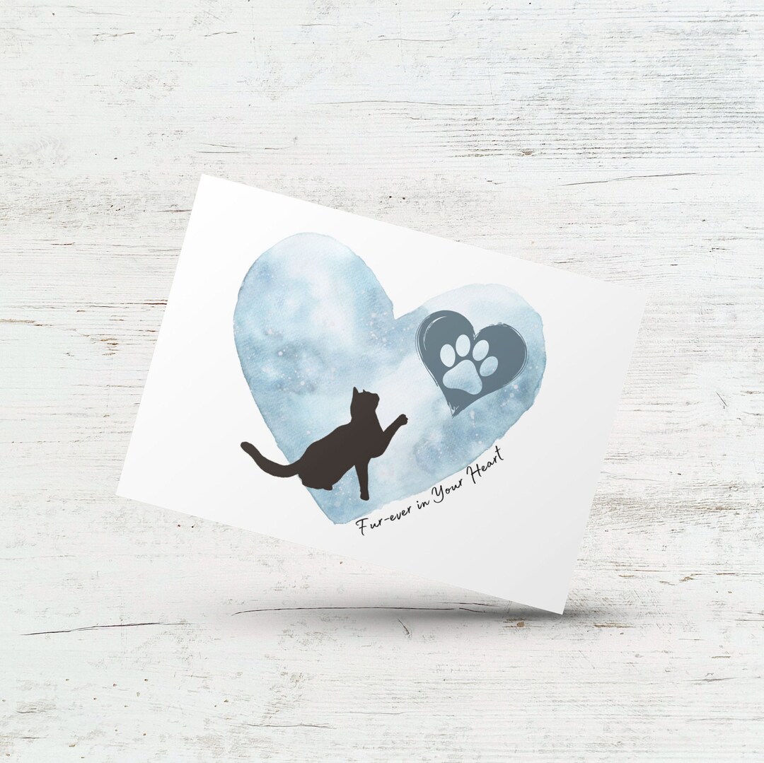 Furever in Your Heart, Pet Loss Card, Cat Loss Support Card for Friend ...