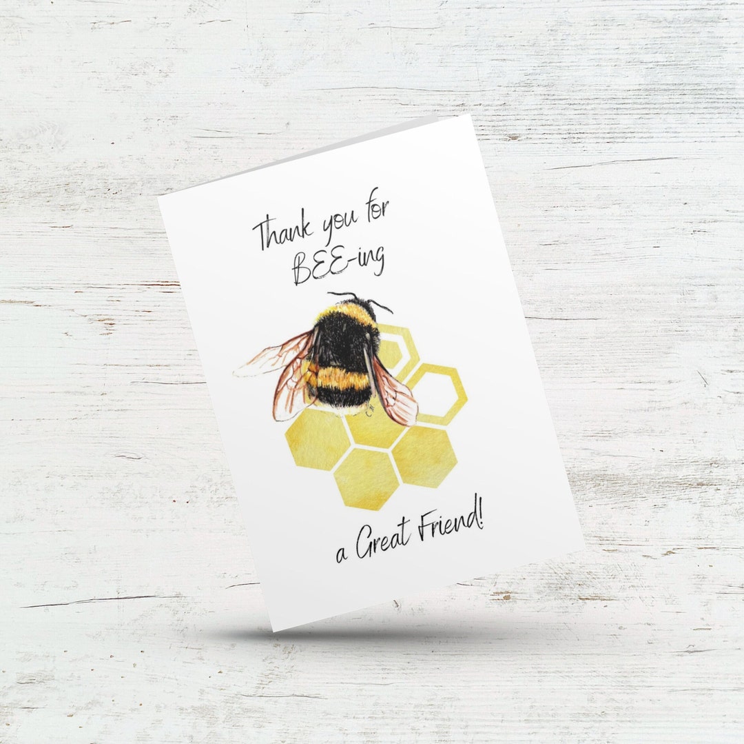 Thank You for Beeing a Great Friend, Thank You Note Card, Cute Bumble ...