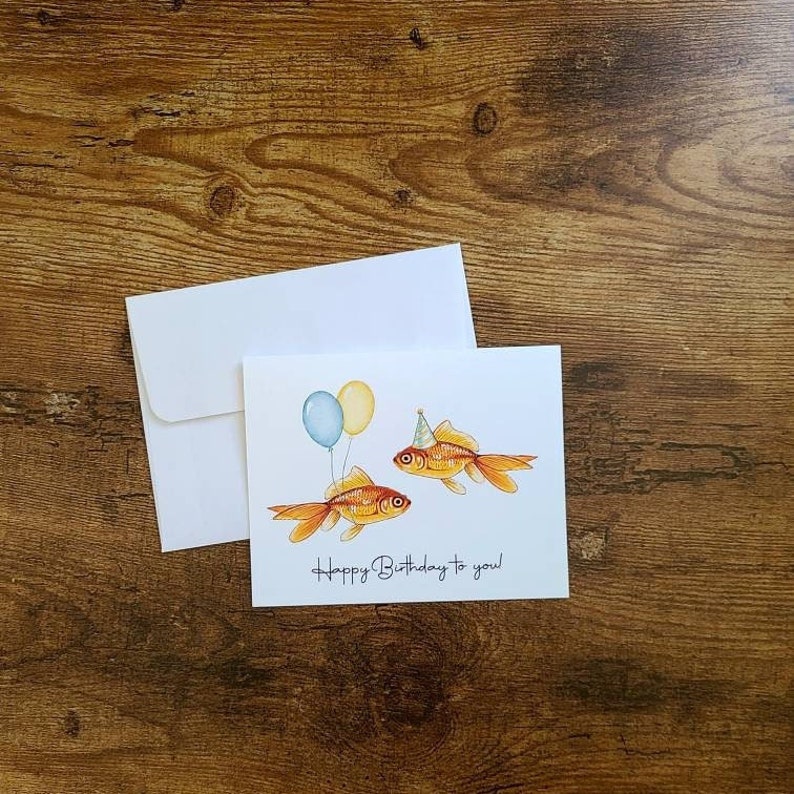 Happy Birthday to You, Goldfish Birthday Party Card, Cute Whimsical ...