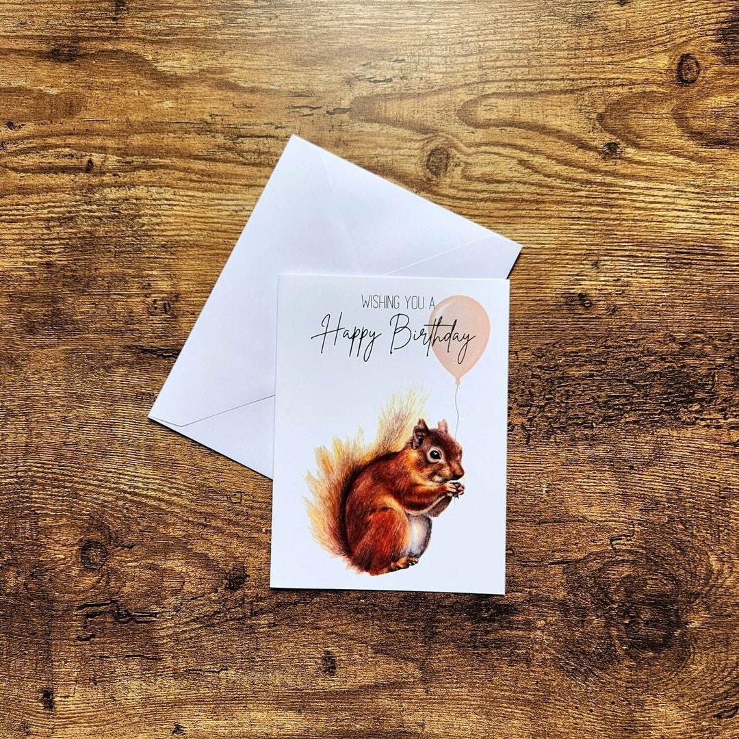 Cute Squirrel Birthday Card Woodland Birthday Card for Kids - Etsy