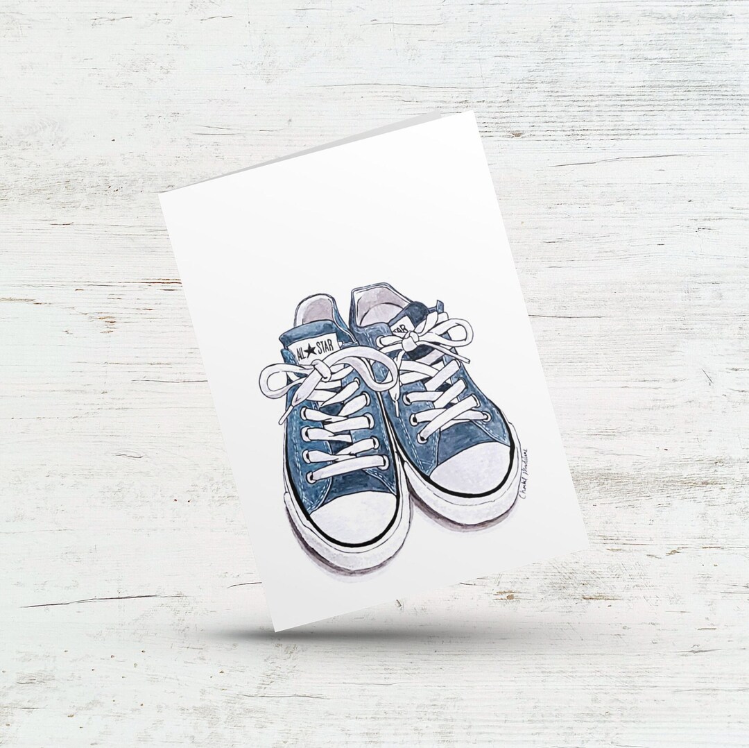 Blue Sneaker Trainers Card, Shoe Collector Greeting Card, Fashion ...